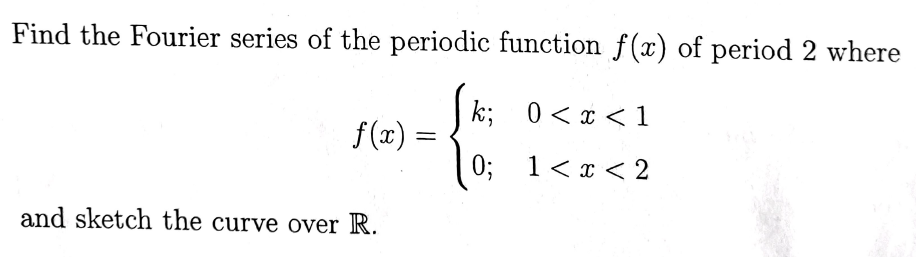 Solved Find the Fourier series of the periodic function f(x) | Chegg.com