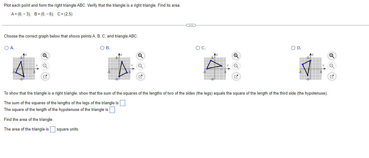 Solved A=(6,−3);B=(0,−6);C=(2,5) Choose the correct graph | Chegg.com