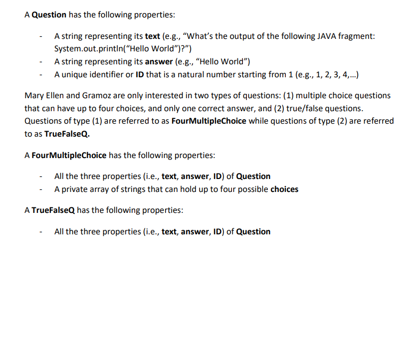 Solved A Question has the following properties: A string | Chegg.com
