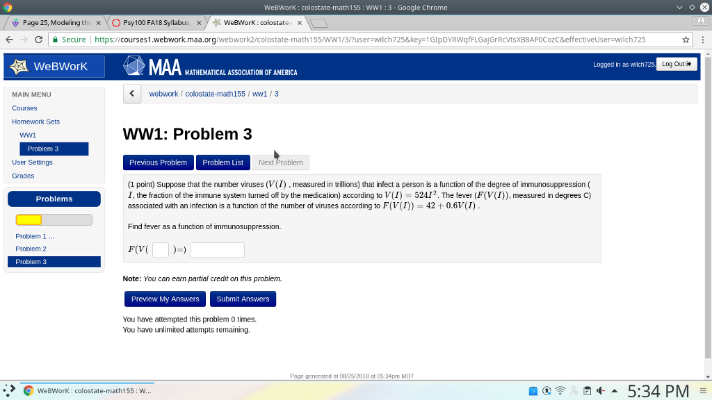 Solved WeBWorK: colostate-math155: WW1:3-Google Chrome Page | Chegg.com