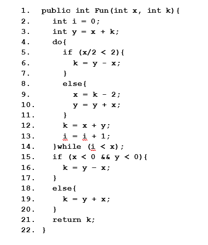 Solved = 3. int y 2 ; = 1. public int Fun (int x, int k) { | Chegg.com