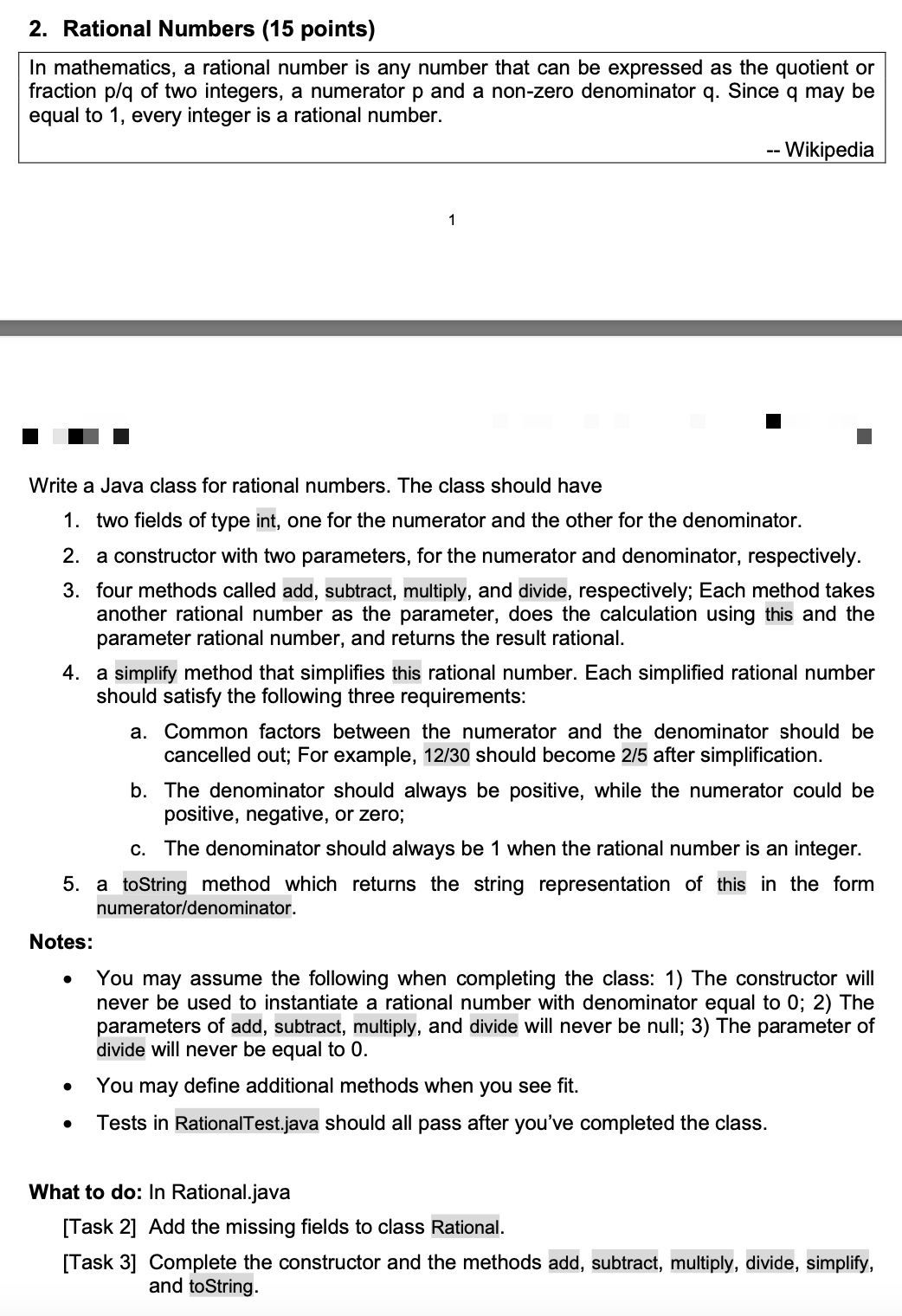 Solved 2. Rational Numbers (15 points) In mathematics, a | Chegg.com