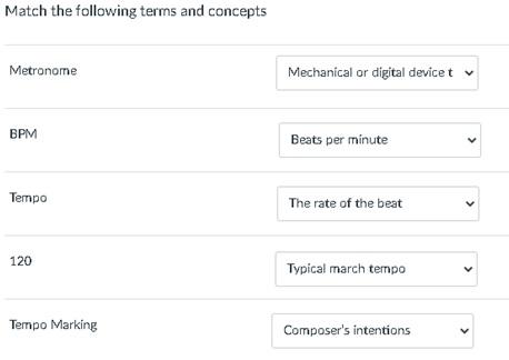 Match the following terms and concepts Metronome BPM | Chegg.com