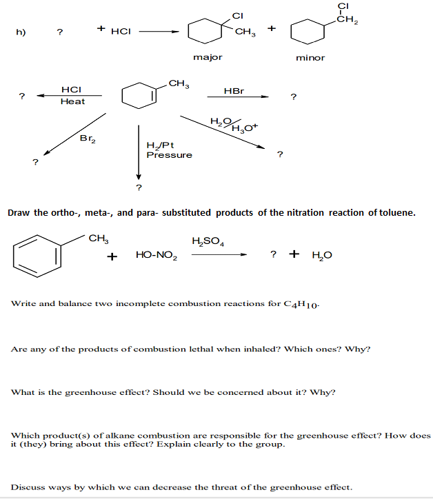 Solved CI LEHT h) ? HCI CH3 major minor CH3 2 HBr HCI Heat | Chegg.com