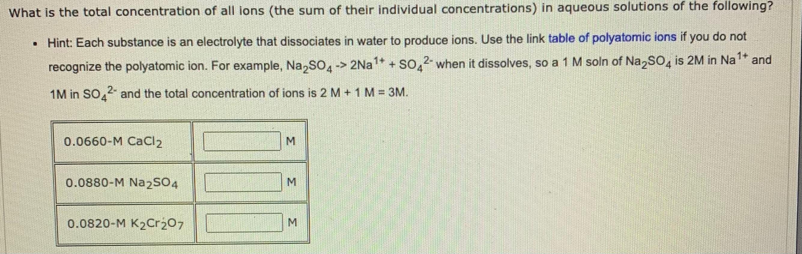 Solved What is the total concentration of all ions (the sum | Chegg.com