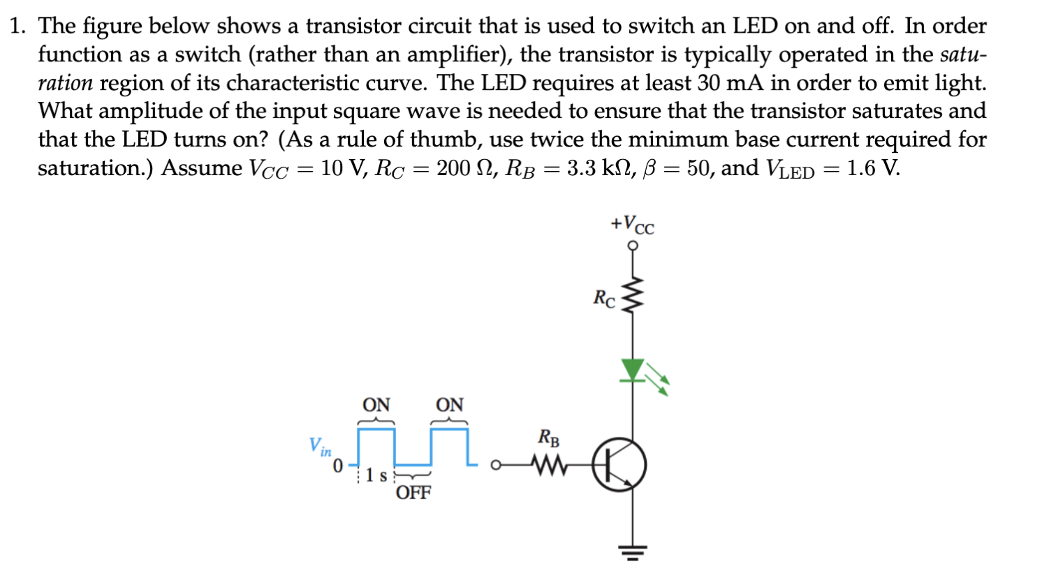 Solved 1. The figure below shows a transistor circuit that | Chegg.com