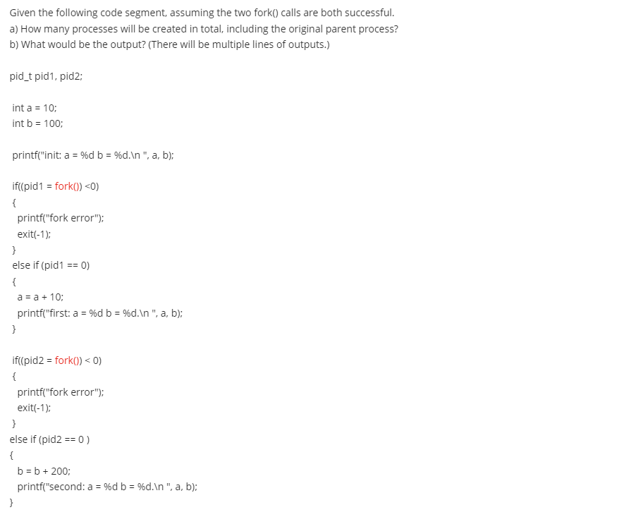 Solved Given The Following Code Segment Assuming The Two 