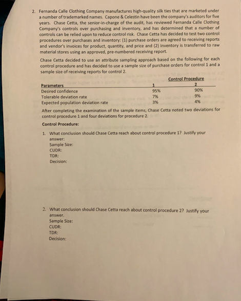 Solved 2. Fernanda Calle Clothing Company manufactures | Chegg.com