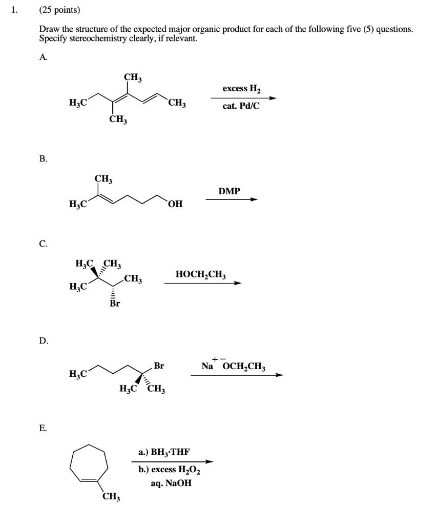 Solved 1.(25 points) Draw the structure of the expected | Chegg.com