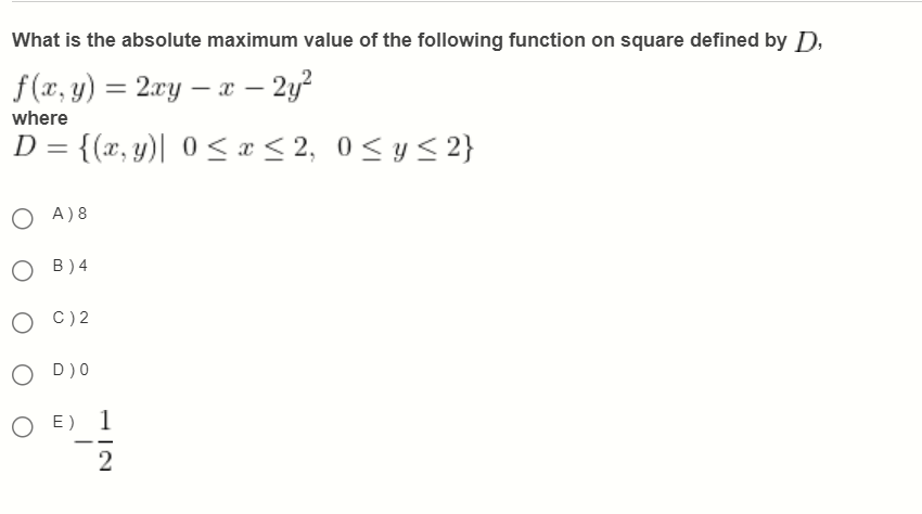 Solved What is the absolute maximum value of the following | Chegg.com