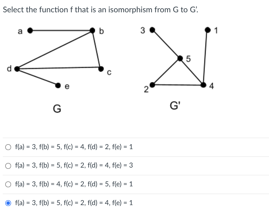 Solved Select the function f that is an isomorphism from G | Chegg.com