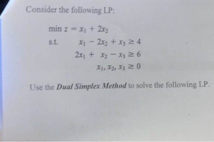 Solved Consider the following LP: min z =x1 + 2x2 s.t. x | Chegg.com