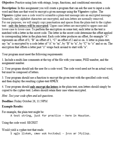 Solved Objective: Practice using lists with strings, loops, | Chegg.com