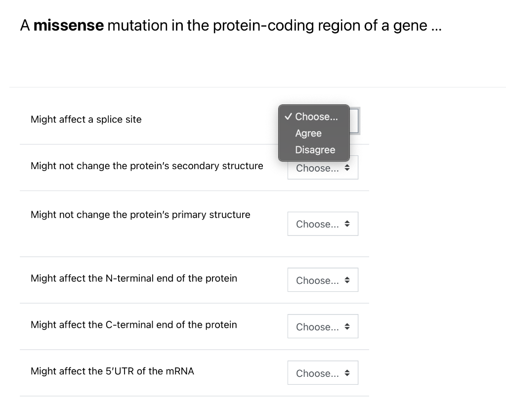 Solved A missense mutation in the protein-coding region of a | Chegg.com