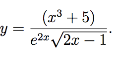 Solved y= (x3 + 5) e2x v2x – 1 | Chegg.com