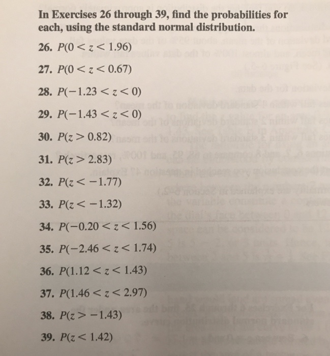 Solved In Exercises 26 through 39, find the probabilities | Chegg.com