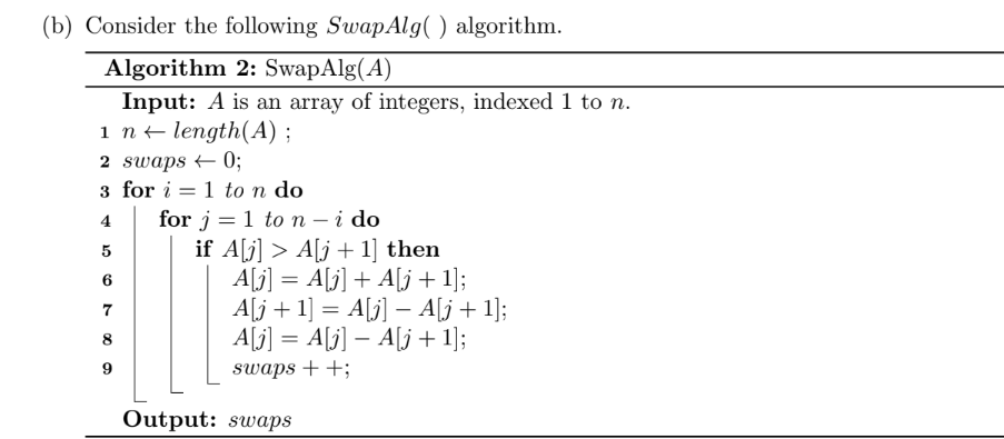 b) Consider the following SwapAlg( ) | Chegg.com