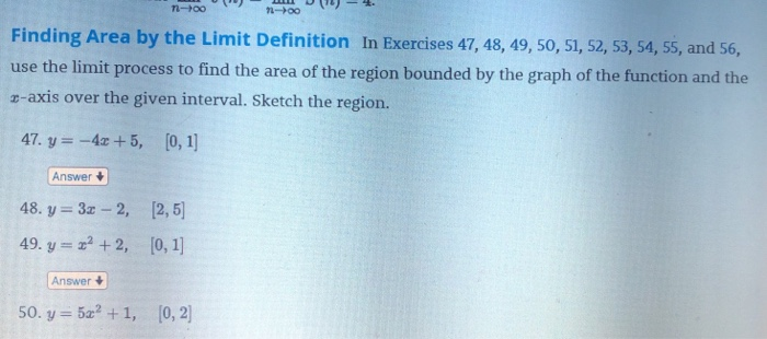 Solved n-+oo Finding Area by the Limit Definition In | Chegg.com