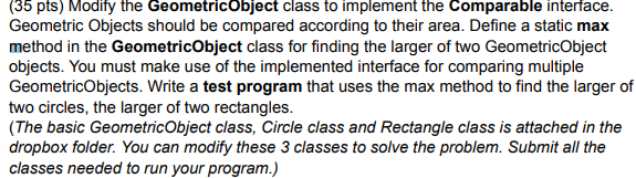 Solved in java Geometric Object : public abstract class | Chegg.com