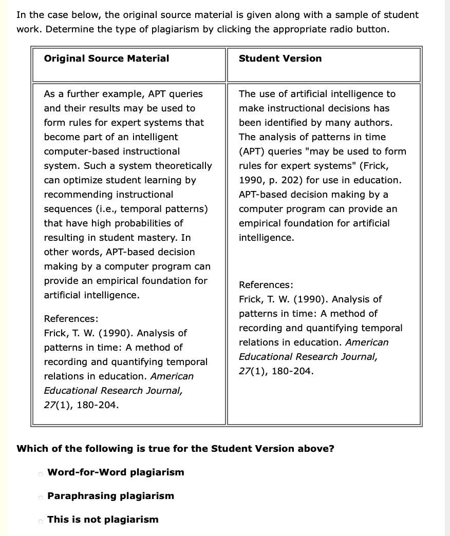 Solved In the case below, the original source material is | Chegg.com