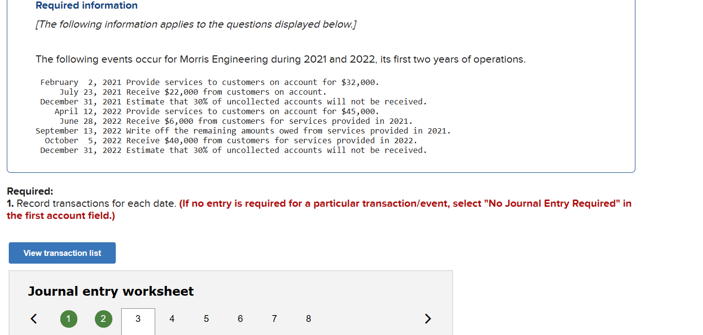 Solved Required information (The following information | Chegg.com