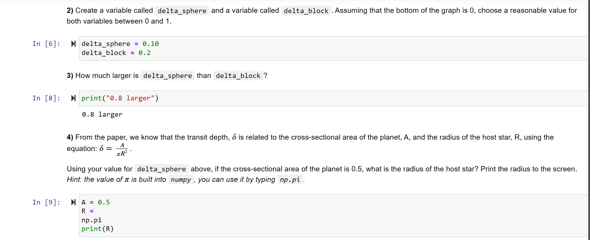 Solved 4) From the paper, we know that the transit depth, δ | Chegg.com