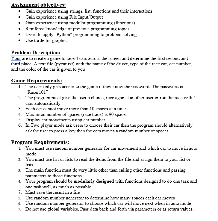 Solved Assignment objectives: Gain experience using strings, | Chegg.com