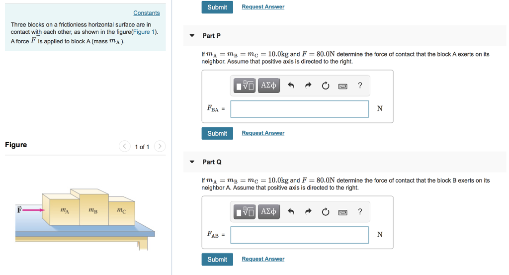 Solved Three blocks on a frictionless horizontal surface are | Chegg.com