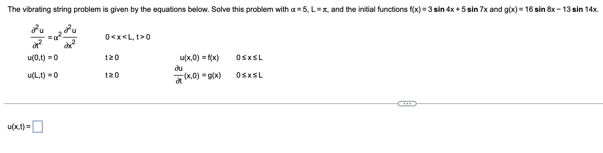Solved The vibrating string problem is given by the | Chegg.com