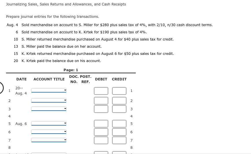 Solved Journalizing Sales, Sales Returns and Allowances, and | Chegg.com
