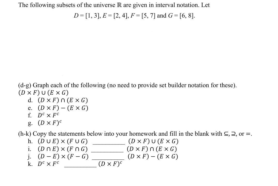 Solved The following subsets of the universe are given in | Chegg.com