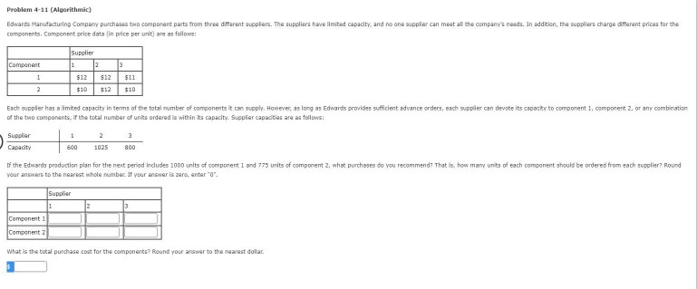 Solved Problem 4-11 (Algorithmic) Edwards Manufacturing | Chegg.com