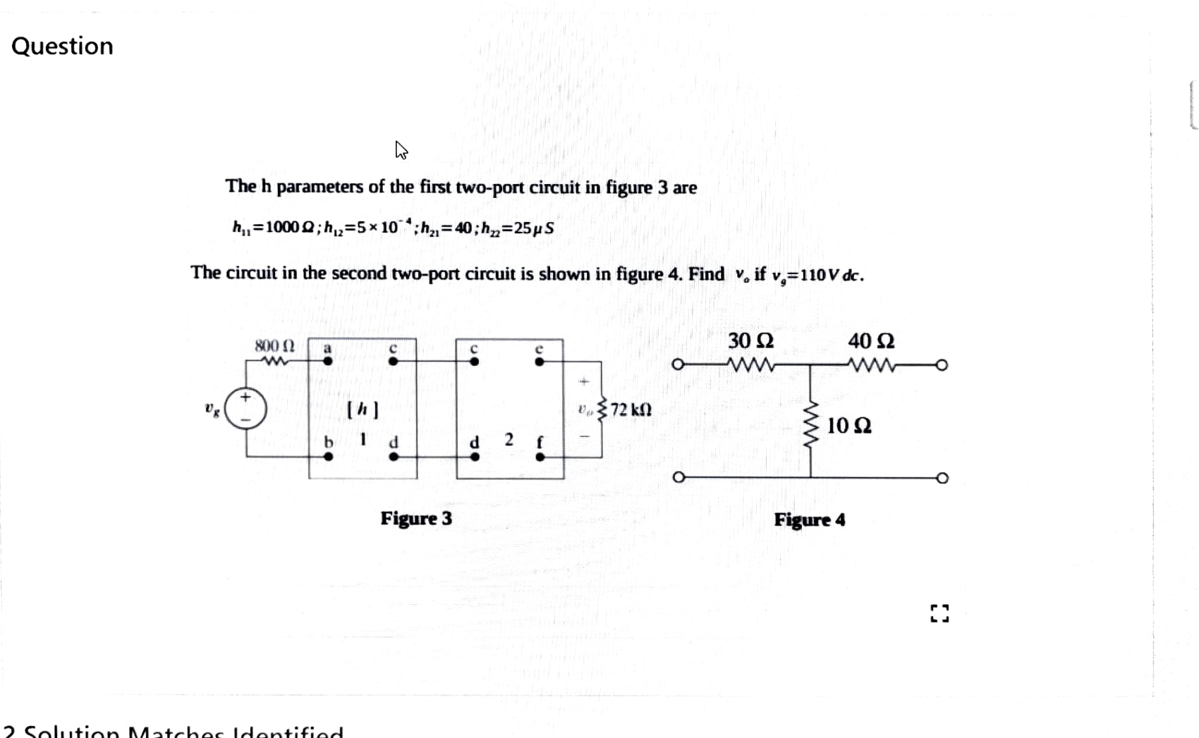 Solved Question The h parameters of the first two-port | Chegg.com