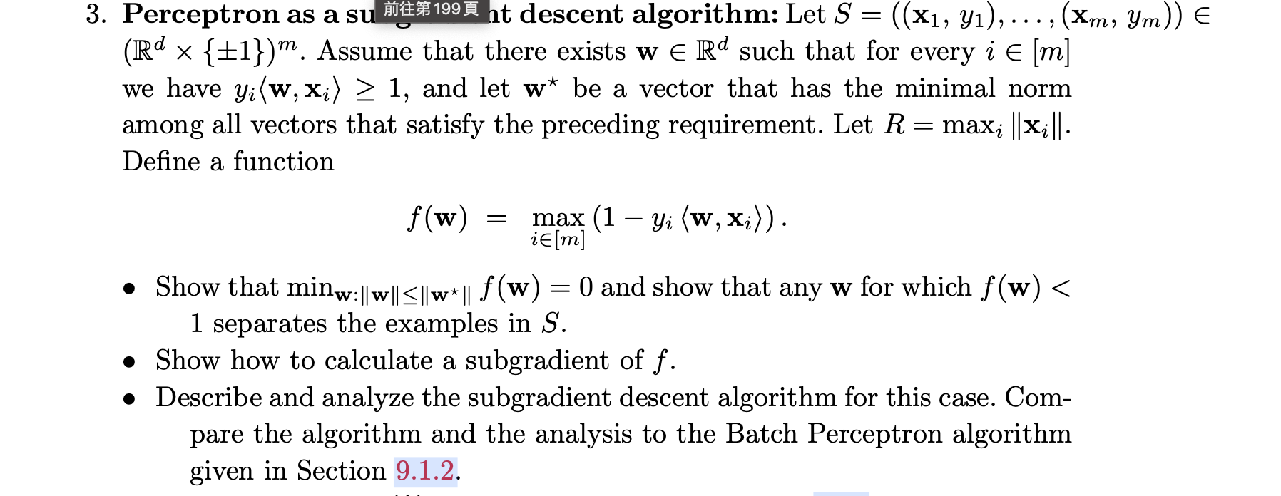 Perceptron as a su 前年第199頁 it descent algorithm: Let | Chegg.com