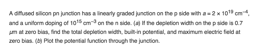 Solved A diffused silicon pn junction has a linearly graded | Chegg.com