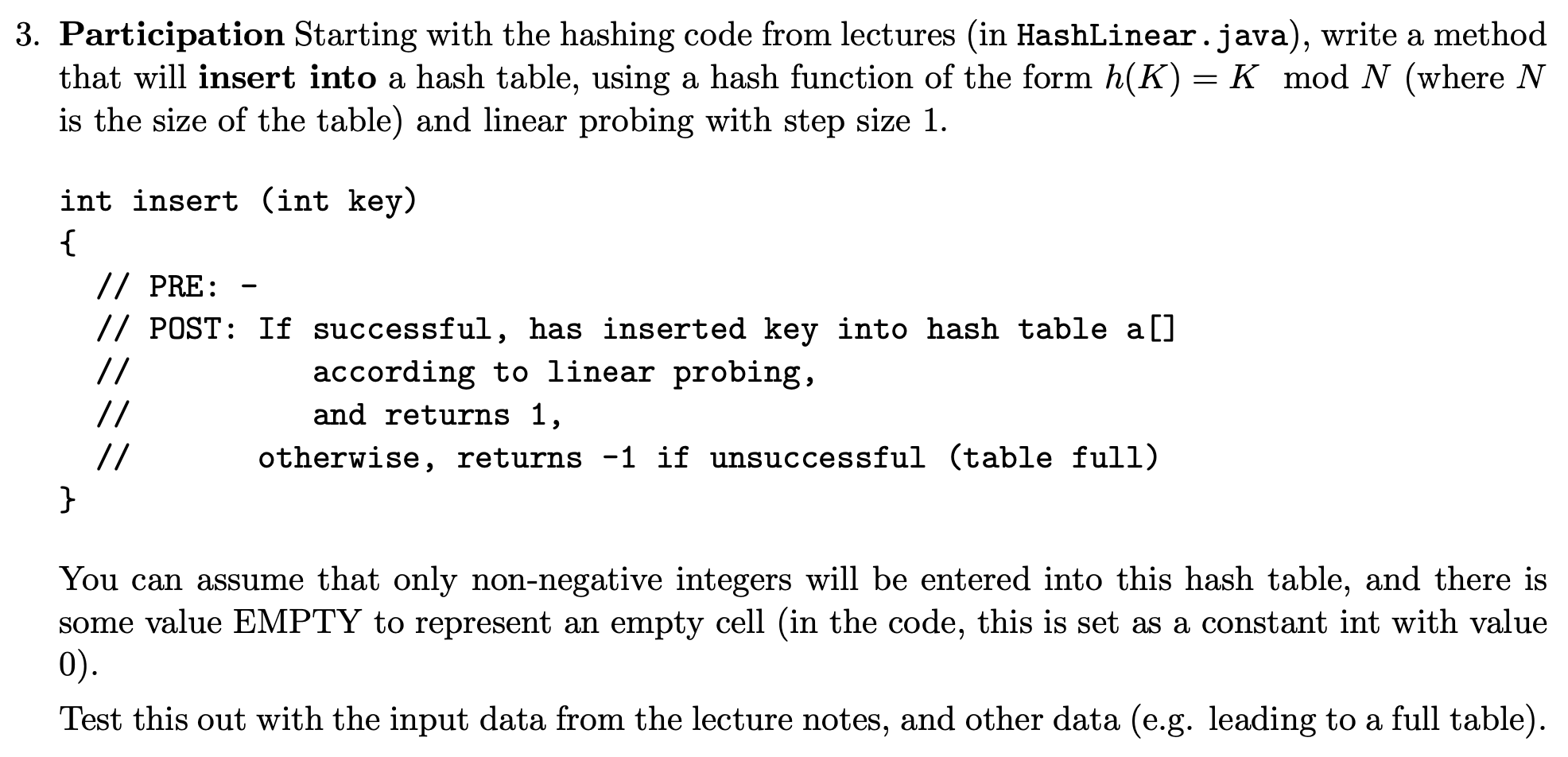 3. Participation Starting with the hashing code from | Chegg.com