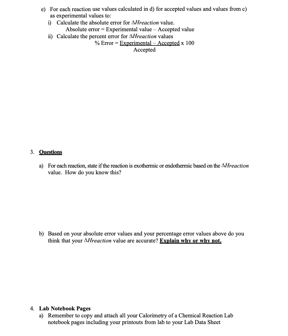 Solved c) For each reaction, Calculate the enthalpy change, | Chegg.com