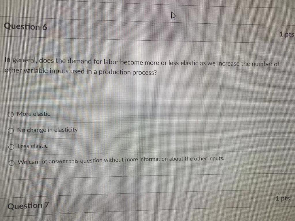 Solved D Question 6 1 pts In general, does the demand for | Chegg.com