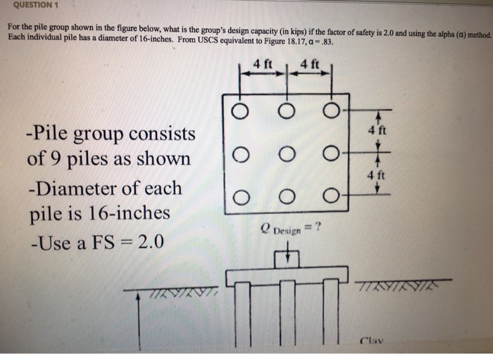 Solved QUESTION 1 For the pile group shown in the figure | Chegg.com