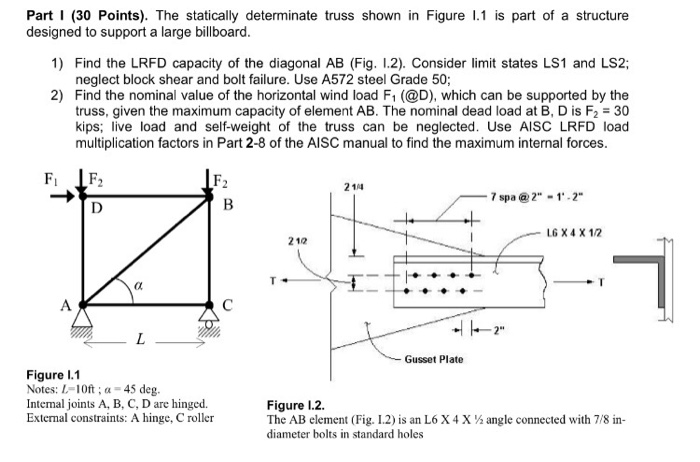 Solved The statically determinate truss shown in Figure 1.1 | Chegg.com