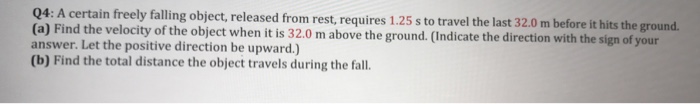 Solved A certain freely falling object,released from | Chegg.com