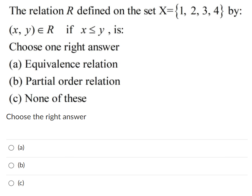 Solved The relation R defined on the set X={1, 2, 3, 4} by: | Chegg.com