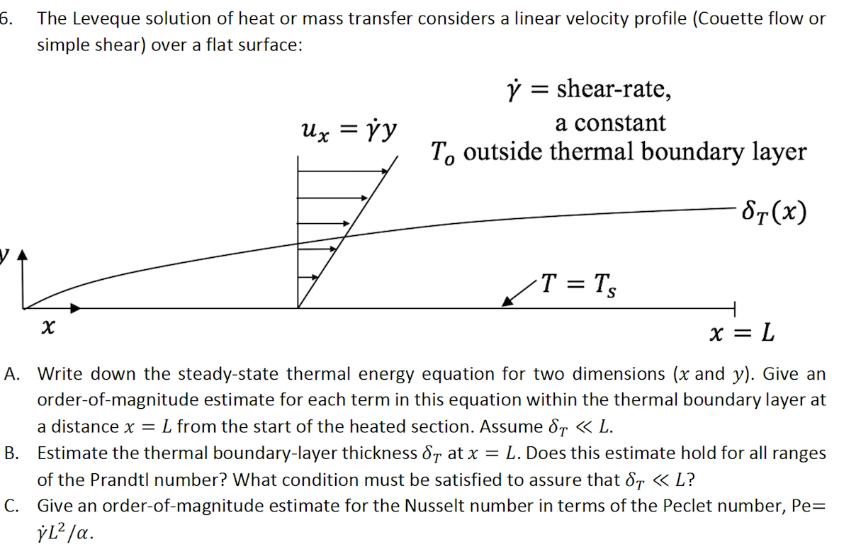 Solved 6. The Leveque solution of heat or mass transfer | Chegg.com