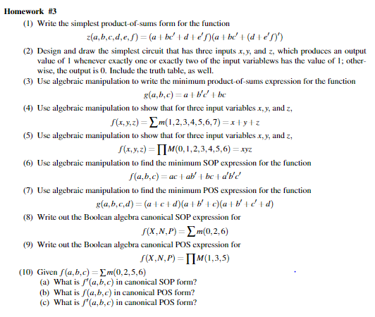Solved (1) Write the simplest product-of-sums form for the | Chegg.com
