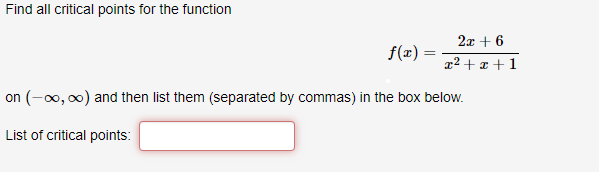 Solved Find all critical points for the function | Chegg.com