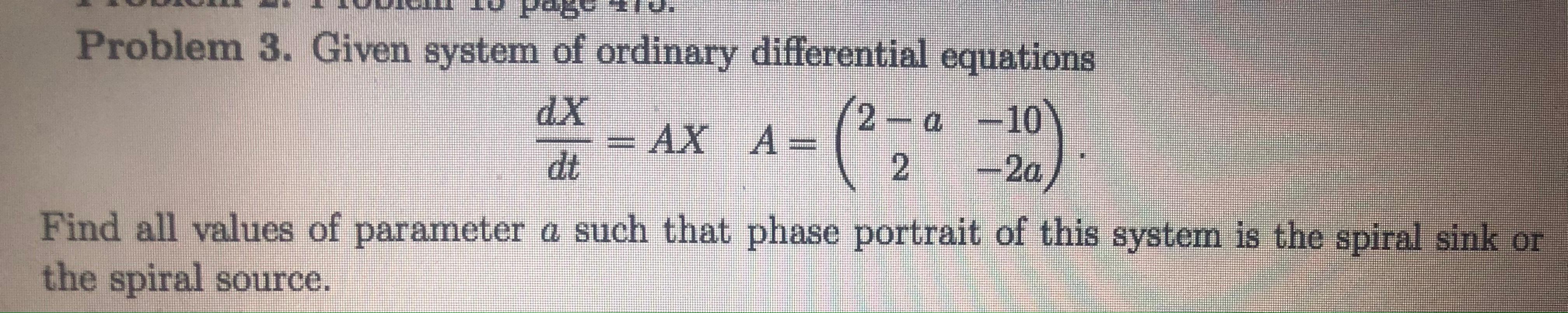 Solved 12 — a Problem 3. Given system of ordinary | Chegg.com