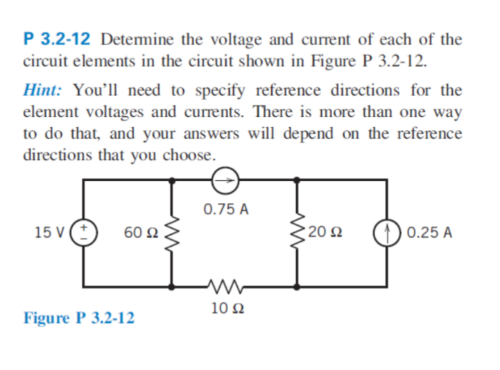 Solved P 3.2-12 Determine the voltage and current of each of | Chegg.com
