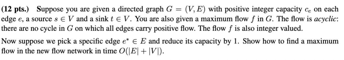 Solved (12 pts.) Suppose you are given a directed graph G = | Chegg.com