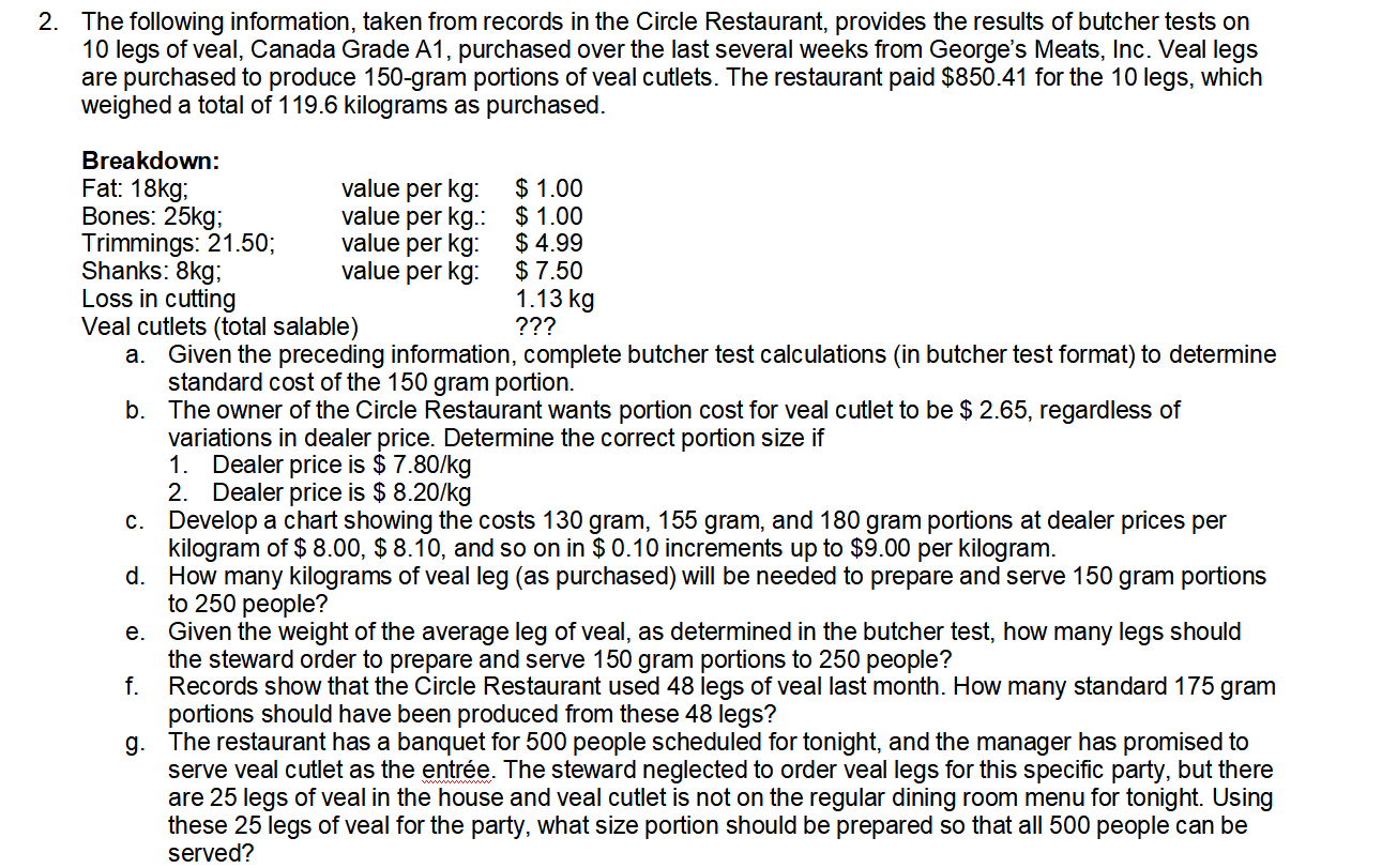 Solved USE PROPER BUTCHER TEST FORMAT AND EXCEL FORMULAS | Chegg.com