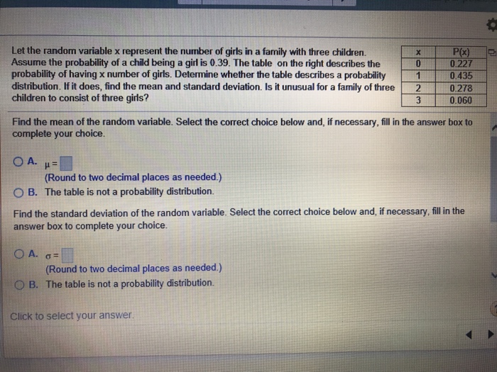 Solved Let The Random Variable X Represent The Number Of 